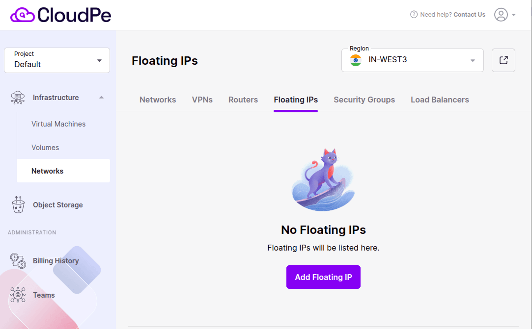 Managing floating IP addresses - CloudPe
