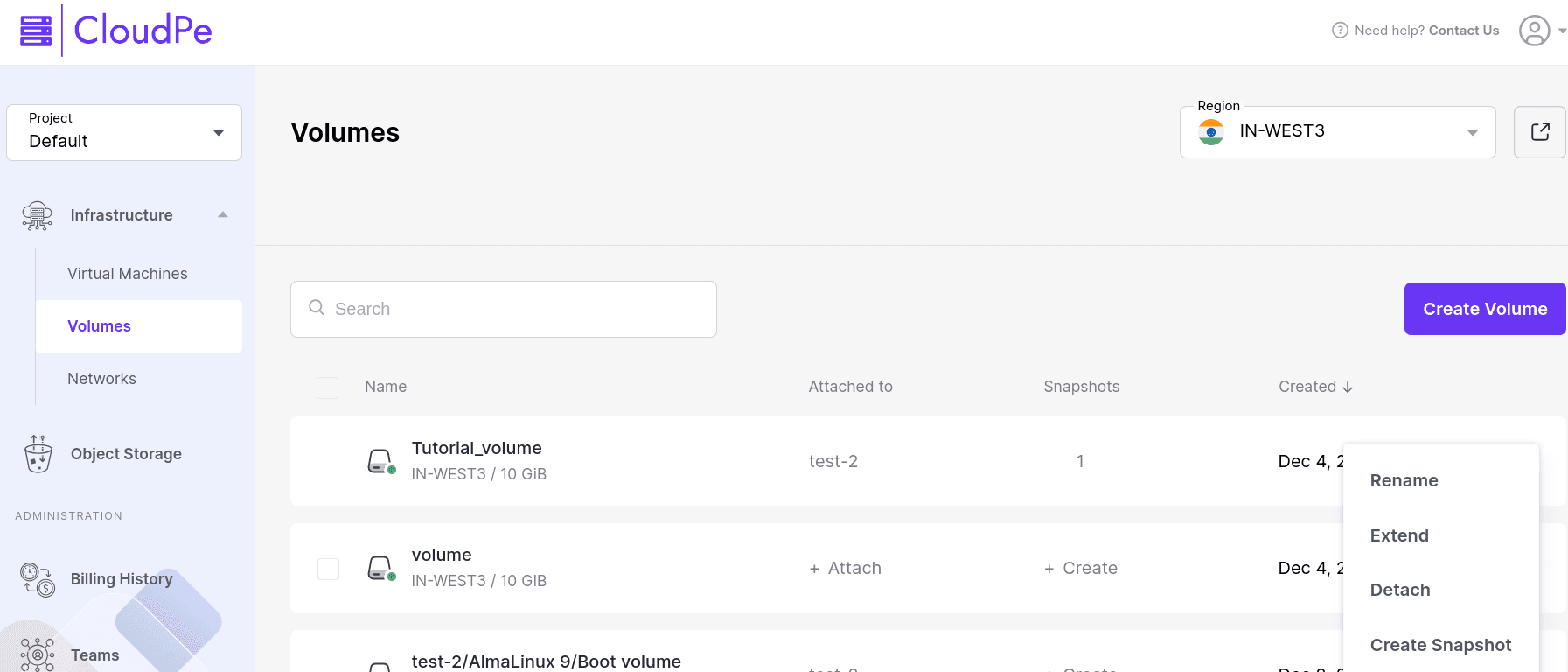 How to delete a Volume - CloudPe