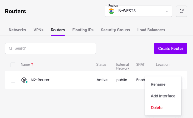 Create Virtual Router - CloudPe