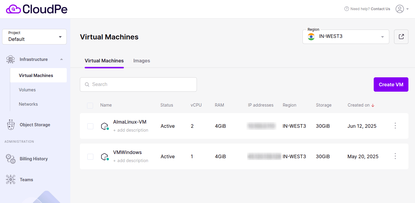 How to change flavor of an existing Virtual machine - CloudPe